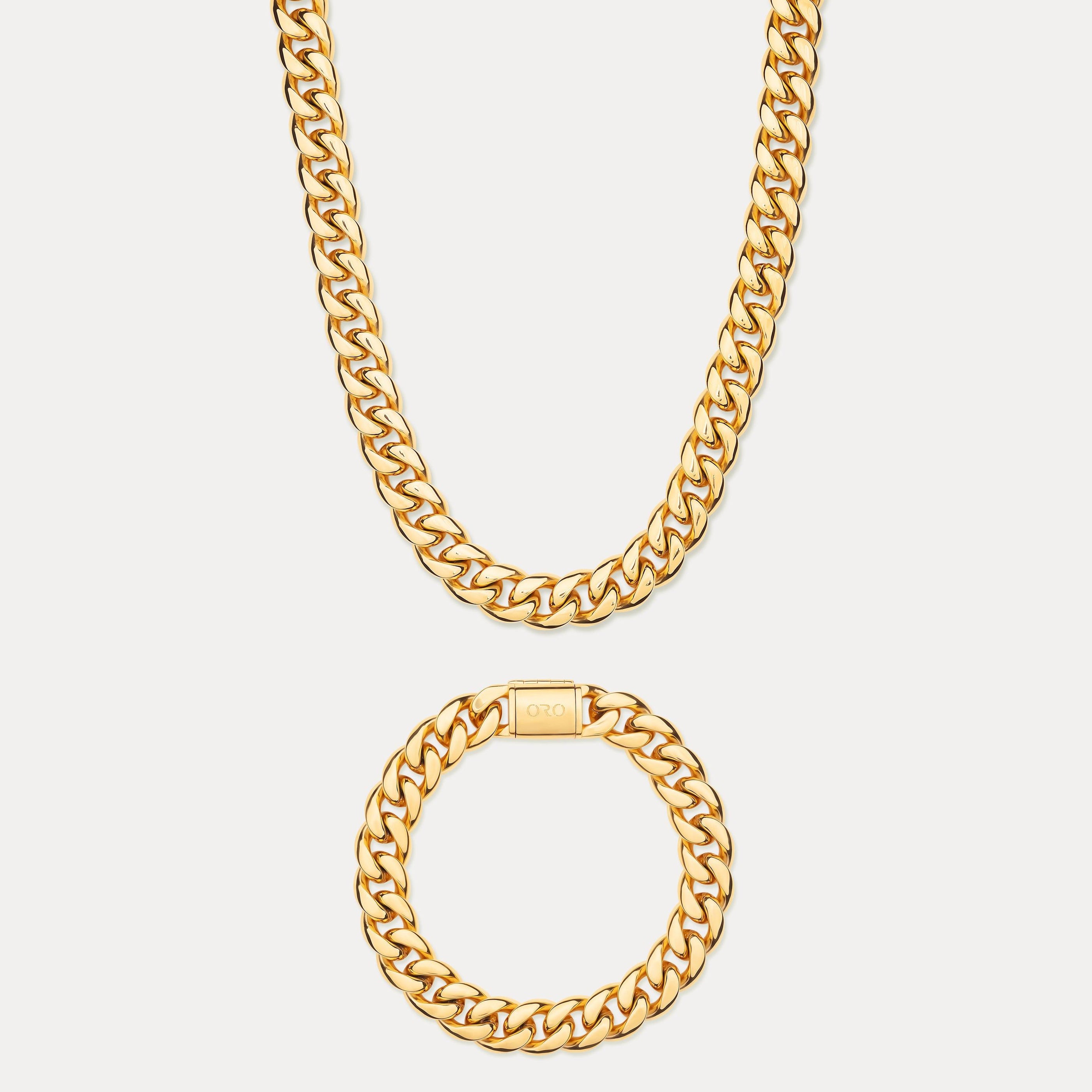 Cuban Link Set (12mm) - Gold